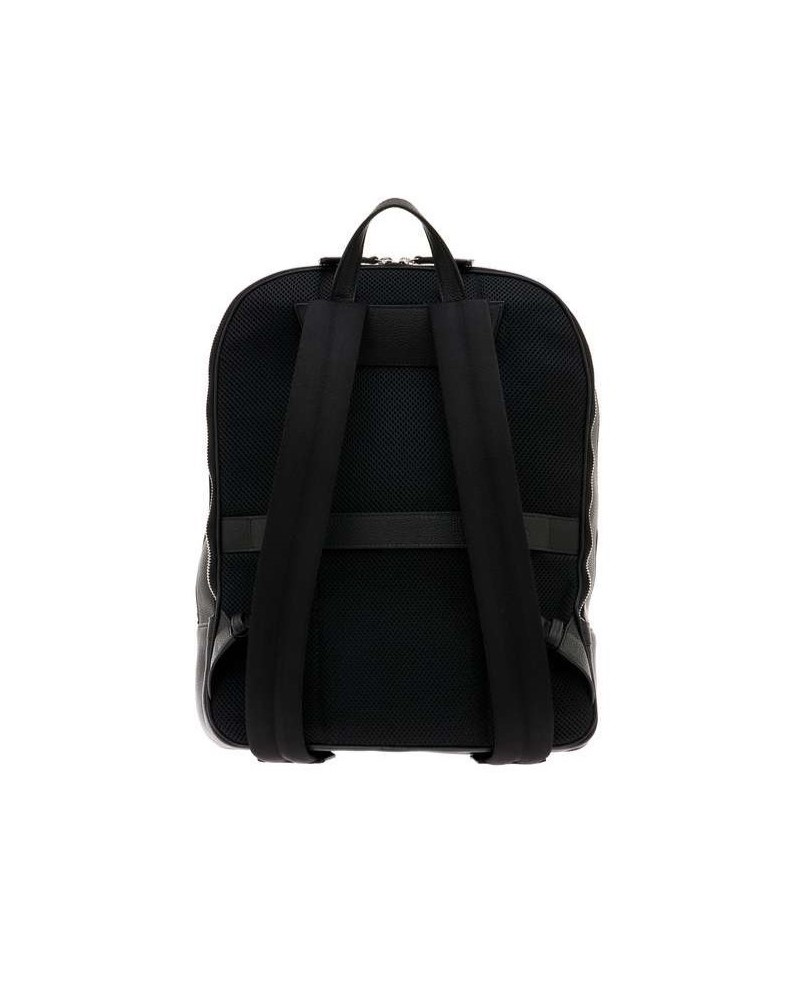 Pineider Daily 23 Men's Backpack in Black Leather with Double Pocket