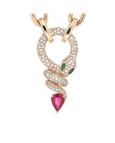 Crivelli Groumette Choker in Rose Gold and Snake Pendant with Diamonds ...