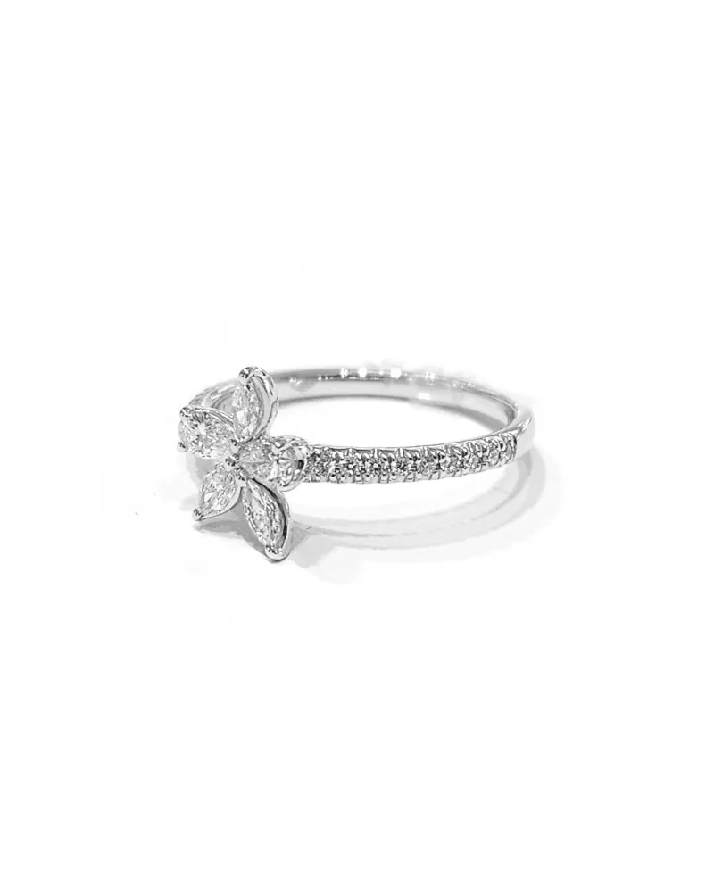 Crivelli Ring in White Gold with Diamond Flower