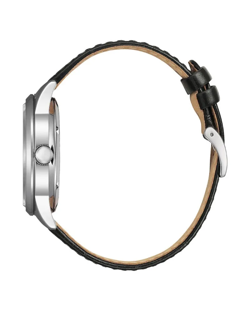 Citizen Classic OF Watch Black Dial Day/Date Leather Strap